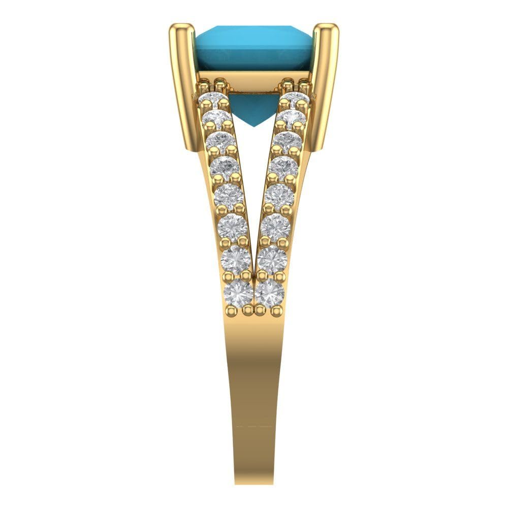 Clara Pucci 2.42 ct Princess Cut Solitaire VVS1 Blue Turquoise Designer Anniversary Bridal Engagement Ring 14k Yellow Gold 6.5