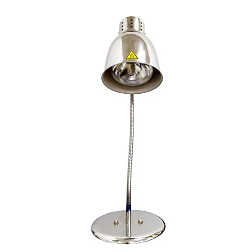 Table Top Food Heat Lamp with Single Bulbs Food Warmer Buffet Heating Lamp for Carving Station Commercial (Single Head(Silver))