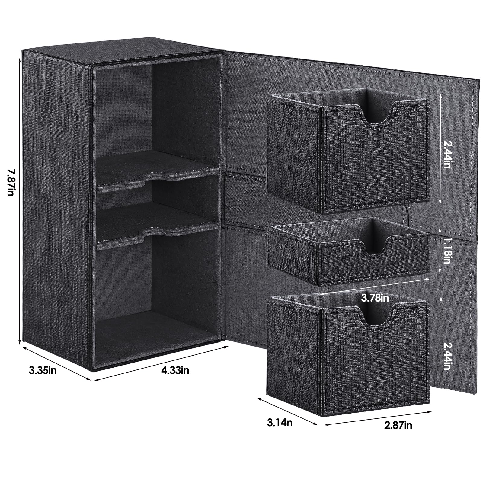 Scimi X-Large Commander Premium Double Deck Box for 200+ Sleeved Cards ProTwin FlipDeckCase with 3 Tray Fits MTG/TCG/CCG/YuGiOh (Leather - Elegant Cross Pattern)