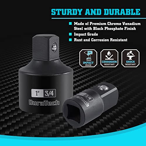 DURATECH 8-Piece Impact Socket Adapter and Reducer Set, 1/4", 3/8", 1/2" and 3/4" Drive Socket Adapter with Storage Case, Square Drive, Premium CR-V Steel Made