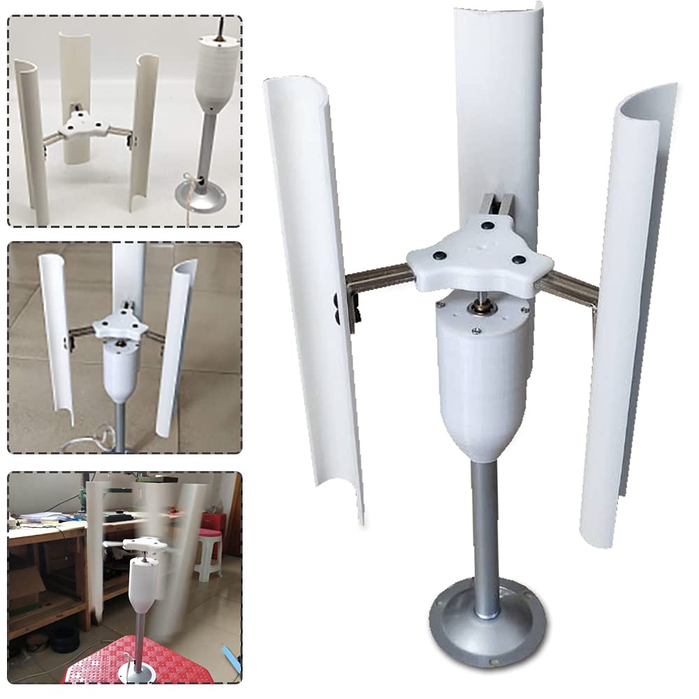 DIY Three-phase Permanent Magnet Generator, 3-Blade Vertical Axis Wind Turbine Model Wind Power 12V 30W Teach Model