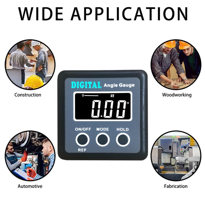 Digital Angle Gauge, eOUTIL Angle Finder Mini Digital Level Protractor Inclinometer with V-Groove Magnetic Base - Cube Level Box for Woodworking, Table Saw, Construction, Machinery, Masonry (Grey)