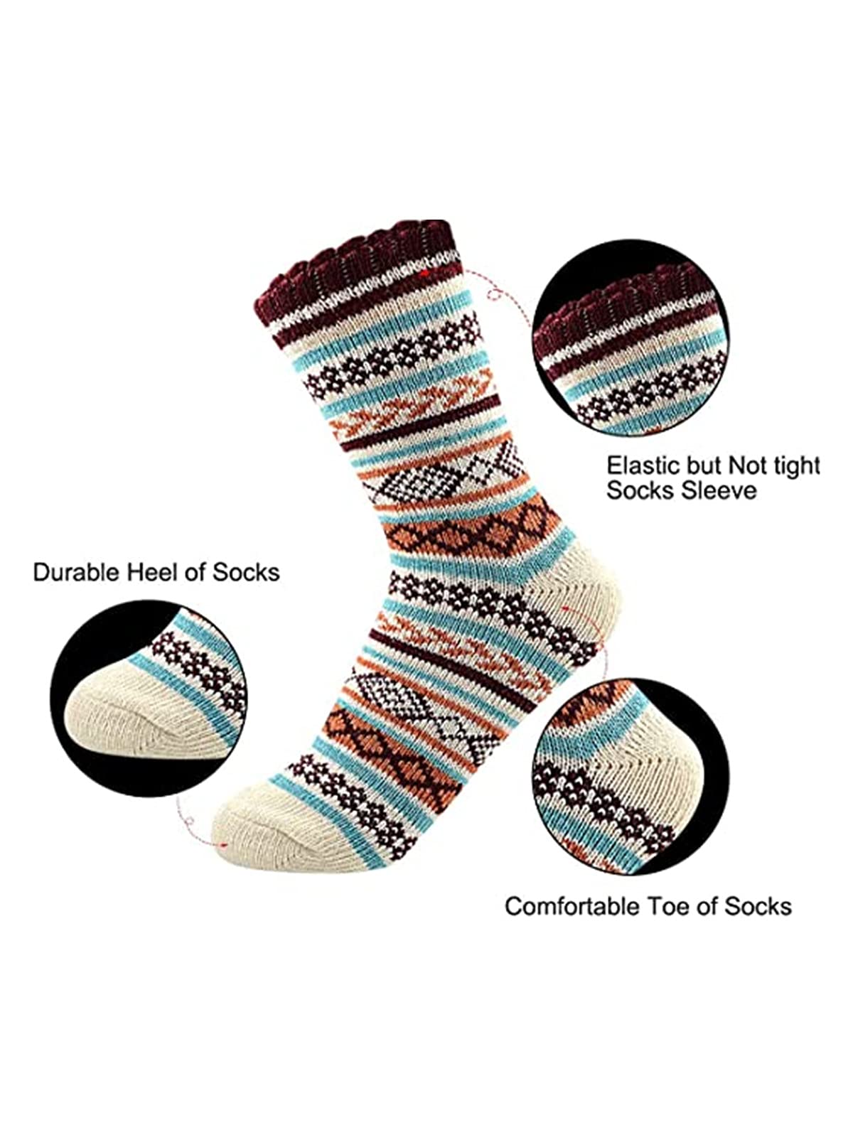 Cosy Encounter Womens Athletic Sports Cozy Wool Socks Warm Knit Thick Soft Winter Crew Socks 4 Pairs Christmas Deer One Size,WDCENS4162SXE4PSN