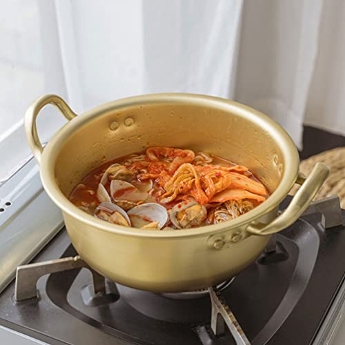 Hemoton 2 Sets Ramen Pot, Korean Ramen Cooking Pot with Lid Spoon and Chopsticks (1pair), Korean Ramen Noodle Pot Korean Stockpots with Double Handle (6.3inch/ 16cm)