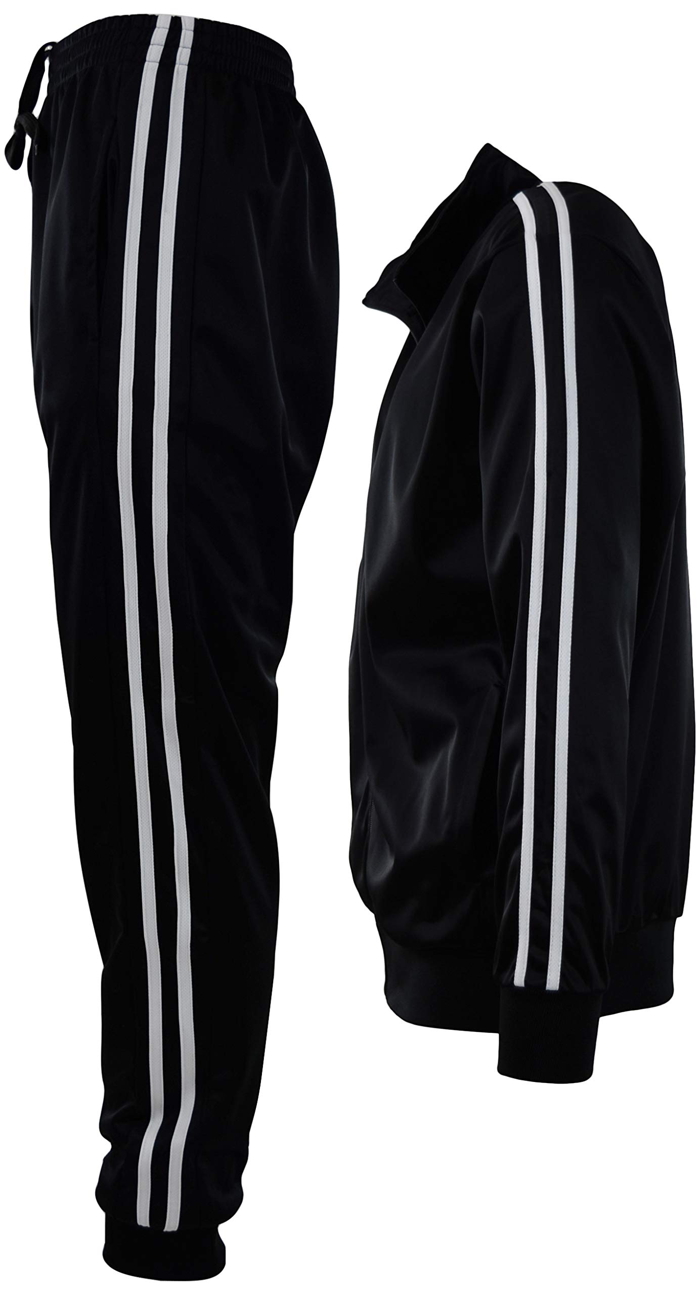 ChoiceApparel Mens Athletic 2 Piece Tracksuit Set (3XL, 888-Black)
