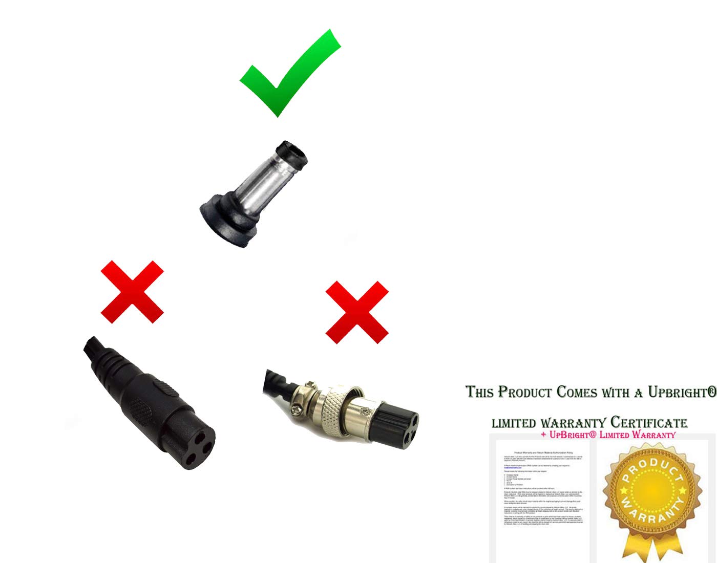 UpBright 42V AC/DC Adapter Compatible with GOTRAX XR Elite Ultra GXL V2 GT-GXV2-BLA G4 Apex G2 SRX Pro 36V Lithium-ion Battery Hooverboard Electric Scooter Hover Board 42VDC Power Supply Cord Charger