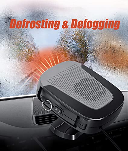 Car Heater Portable Car Fan 2 in 1 Modes 12V 150W Plug in Cigarette Lighter with Heating and Cooling for Fast Heating Hand-Held Adjustable 360 Degree Rotatable