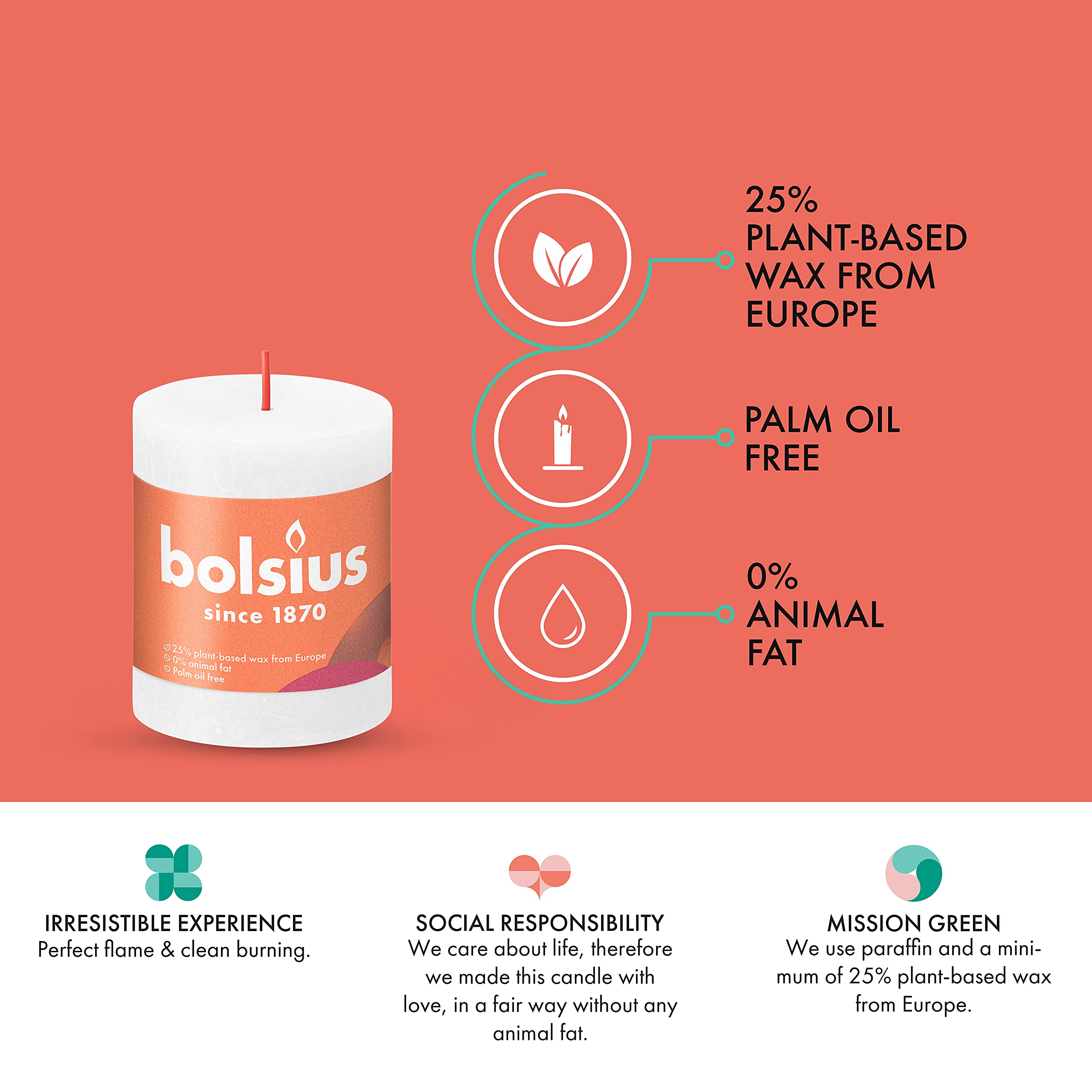 BOLSIUS Soft Pink Rustic Pillar Candles 6 Pack Bulk - 2.75 x 3.25 Inches - 30 Hours Burn Time - Premium European Quality - Smooth And Smokeless Flame - Unscented Dripless Wedding & Party Décor Candles