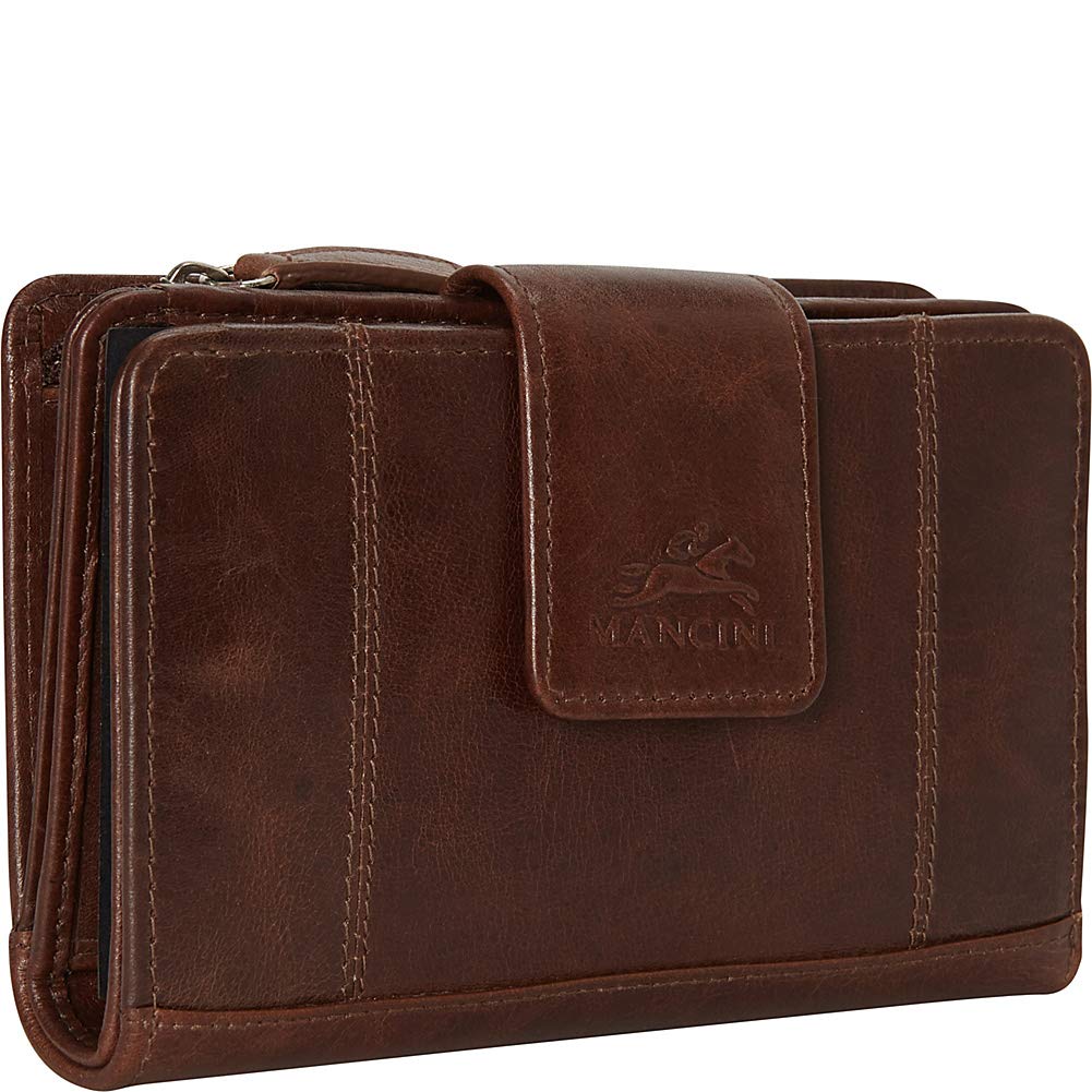Mancini Leather Goods RFID Secure Medium Clutch Wallet (Red)