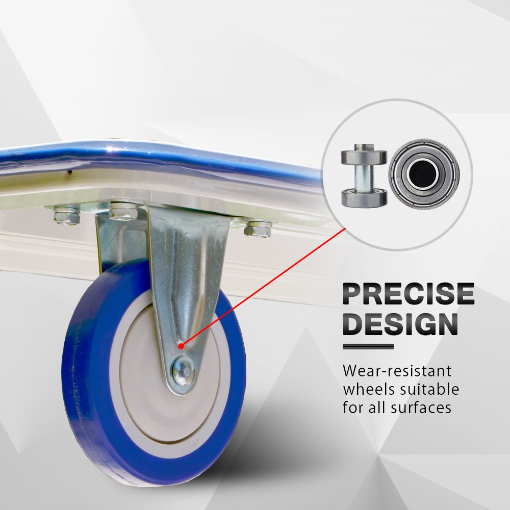Push Cart Dolly by Wellmax, Moving Platform Hand Truck, Foldable for Easy Storage and 360 Degree Swivel Wheels with 330lb Weight Capacity, Blue Color