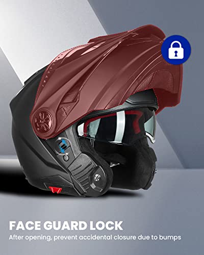 ILM Motorcycle Full Face Modular ATV Helmet Three in One Snowmobile Casco with Pinlock Anti Fog Visor for Men Women DOT Model-909F(Matte Black XXL)