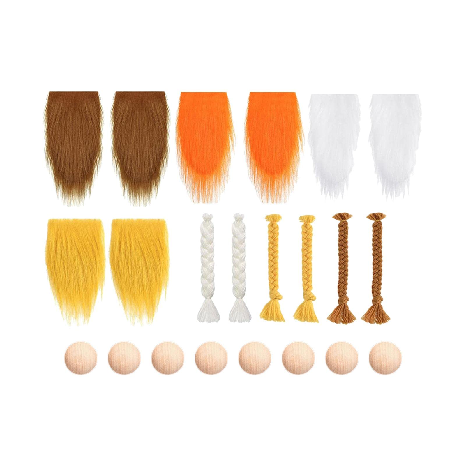 Generic Soft Faux Fur Gnome Beard and Natural Wood Balls DIY Crafting Kit, Style A, 18cmx9cm
