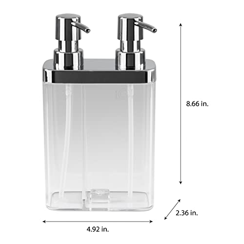 Kitchen Details Dual Pump Soap & Lotion Dispenser | Bathroom and Kitchen Sink | Countertop | Compact Design | Clear