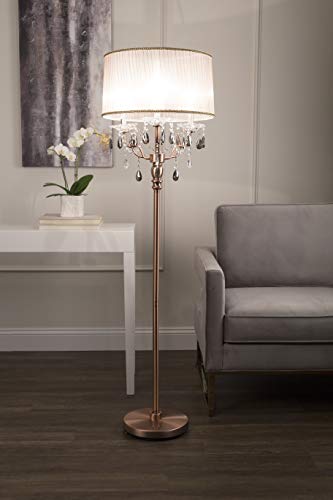 OK LIGHTING OK-5126F OK-5126f Rosie Crystal Floor Lamp Deer Antler Inspired, 18" x 18" x 62"