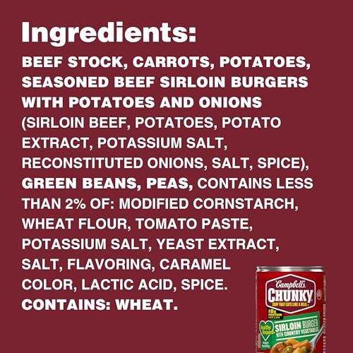 Campbell’s Chunky Healthy Request Soup, Sirloin Burger with Country Vegetable Beef Soup, 18.8 oz Can