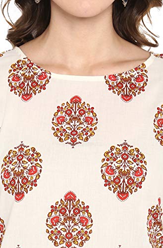 Janasya Indian Women's White Pure Cotton Kurta(JNE3440-KR-M)