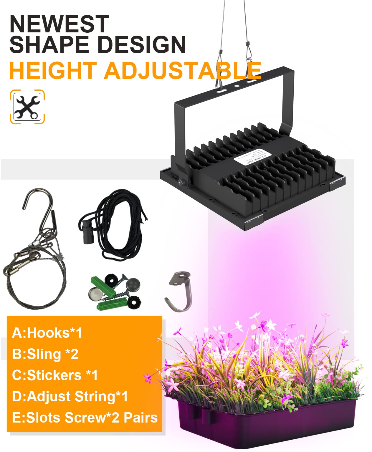 Dommia Plant Lights for Indoor Plants 350W Advanced Spectrum Wall-Attached Hanging Refugium Light for Aquarium Hydroponics Succulents Bonsai Blooming Veg Grow Lights for Seed Starting