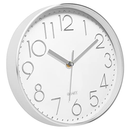 Lumuasky Silent Wall Clock Battery Operated Analog Small Cute Non-Ticking Decorative Clock for Bedroom Kitchen Living Room School Office Classroom Decor (10 inch)