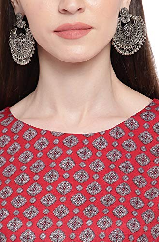 Janasya Indian Women's Maroon Poly Crepe Kurta(JNE3607-KR-XXL)