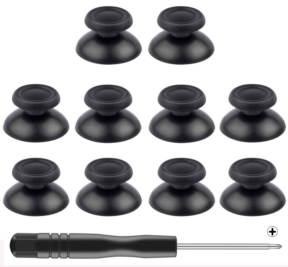 Mekela 5 Pairs Thumbsticks with Cross Screwdriver, Replacement Joystick Thumb Stick for PlayStation 4 PS4 Controller Gamepad (Black)