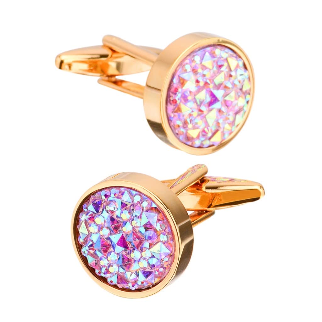 Classic Round Men's Cufflinks Fashion Crystal Wedding Business Shirt Cuff Link Garment Accessories (Color : A, Size : One Size) (A One Size)