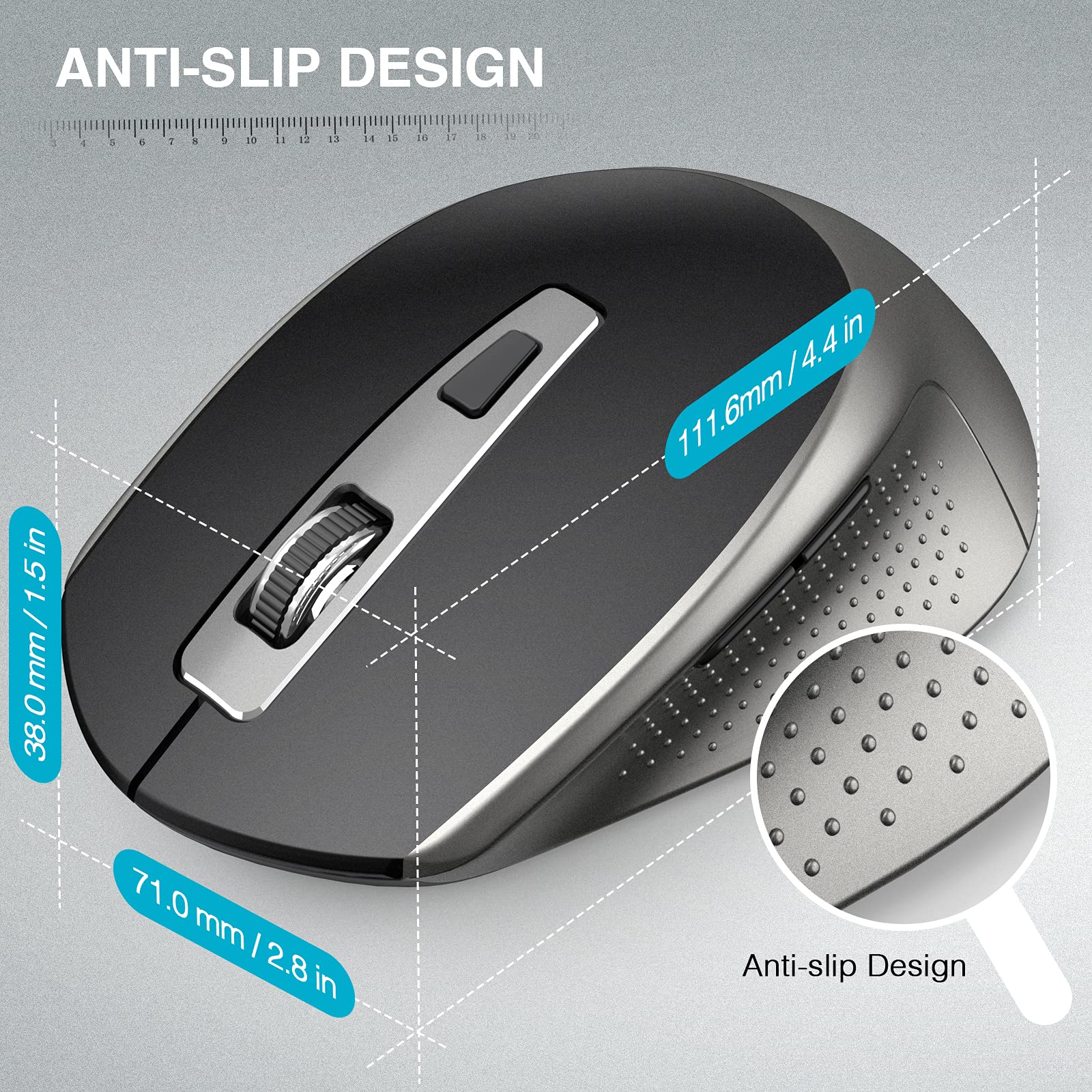 Bluetooth Mouse, J JOYACCESS 2.4G Wireless Bluetooth Mouse Dual Mode(Bluetooth 5.0/3.0+USB), Computer Mice for Laptop/ Computer MacBook/ Windows/ MacOS/ Android - White