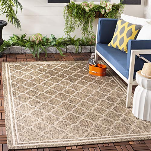 SAFAVIEH Courtyard Collection 2'7" x 5' Brown/Bone CY6918 Trellis Indoor/ Outdoor Splashproof Easy Scrubbing Patio Backyard Mudroom Area Rug