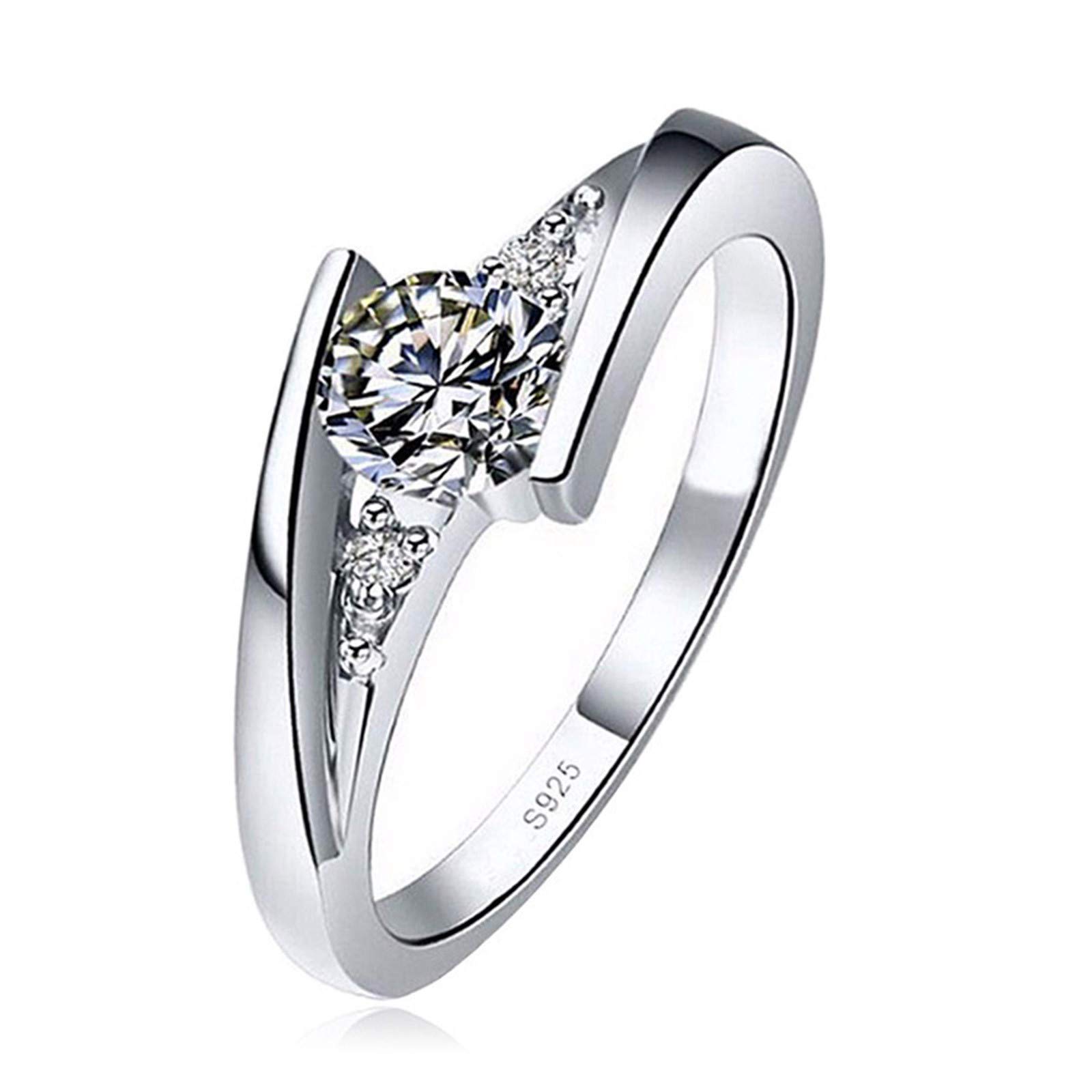 Classic Solitaire Round Brilliant Moissanite Engagement Ring 14k White Gold Simulated Diamond Promise Engagement Wedding Ring