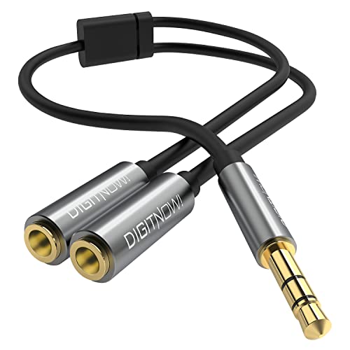 DIGITNOW Headphone Splitter,3.5mm Extension Cable Audio Stereo Y Splitter (Hi-Fi Sound), 3.5mm Male to Female Dual Headset Jack Adapter for iPhone Samsung Tablet Laptop, PS4, Switch & More