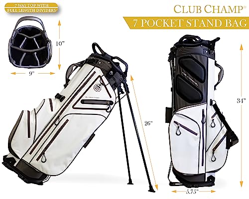 Club Champ Waterproof Stand Golf Bag, White/Black (JR989)