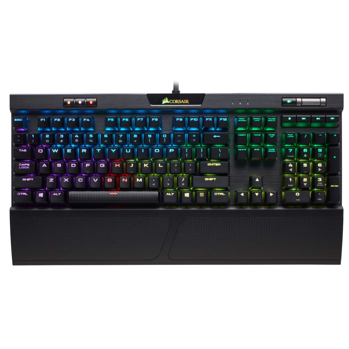 Corsair K70 RGB MK.2 Mechanical Gaming Keyboard - USB Passthrough & Media Controls - Linear & Quiet - Cherry MX Red - RGB LED Backlit (CH-9109010-NA)