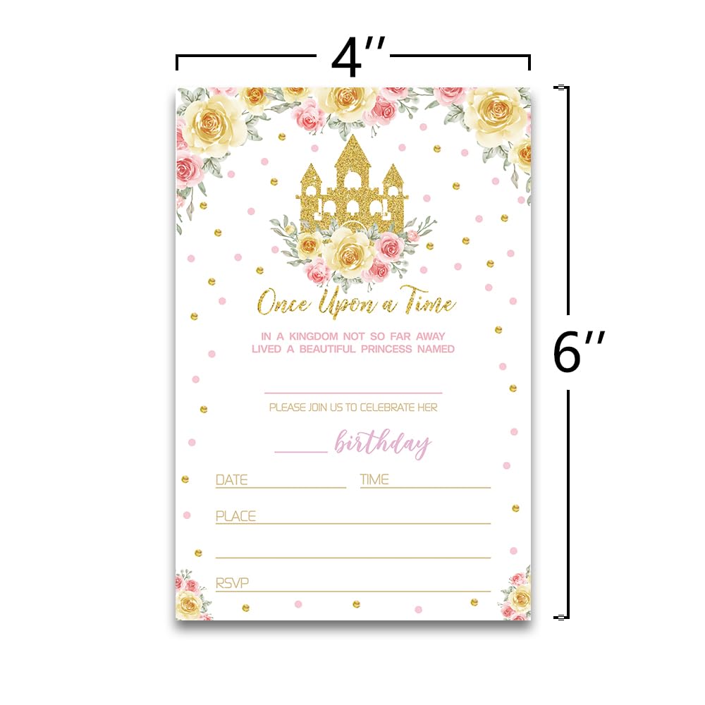 FujLoy Princess Birthday Invitation, Princess Birthday Party Invitations, Princess Party, Princess Castle Themed.(062)