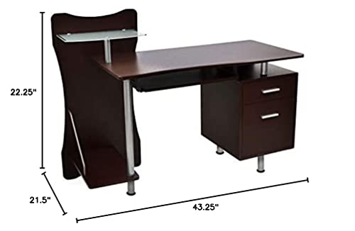 Techni Mobili RTA-325-CH36 Stylish Computer Desk with Storage, Chocolate, 22.25" D x 51.25" W x 39.5" H
