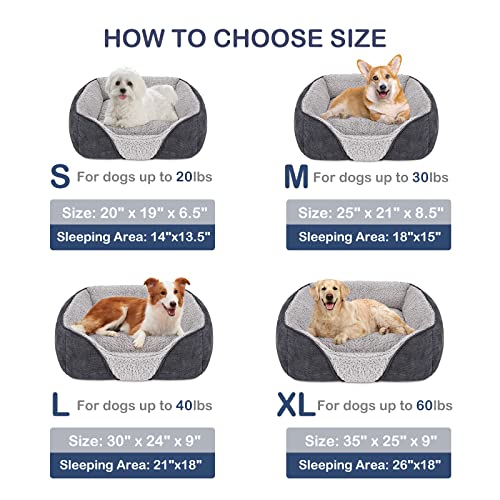 Siooko Small Dog Beds for Small Dogs Machine Washable Rectangle Puppy Bed with Anti-Slip Bottom, Soft Sleeping Pet Bed Durable (20'', Grey)