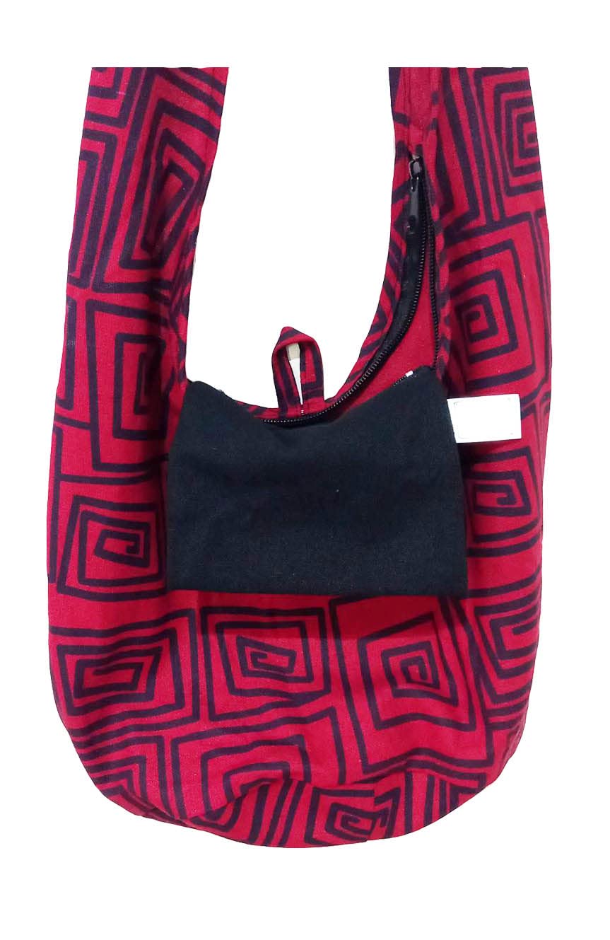 Lovely Creations's Hippie Boho New Elephant Crossbody Bohemian Gypsy Sling Shoulder Bag"Small" Size (Square Red)