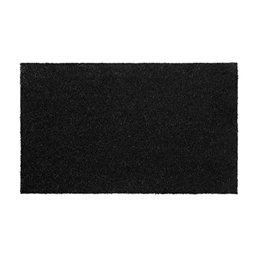 Flash Furniture Harbold Indoor/Outdoor Coir Doormat - Solid Black Fibers - 18" x 30" - Non-Slip Backing