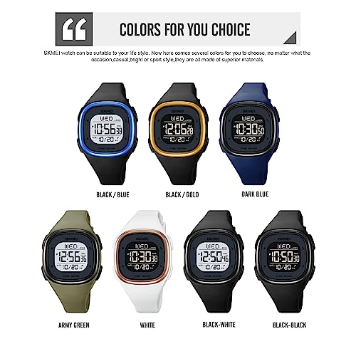 CakCity Mens Digital Waterproof Watch Womens Square Watch Men Wrist Watches Stop Watch with Countdown Timer Dual Time Watch