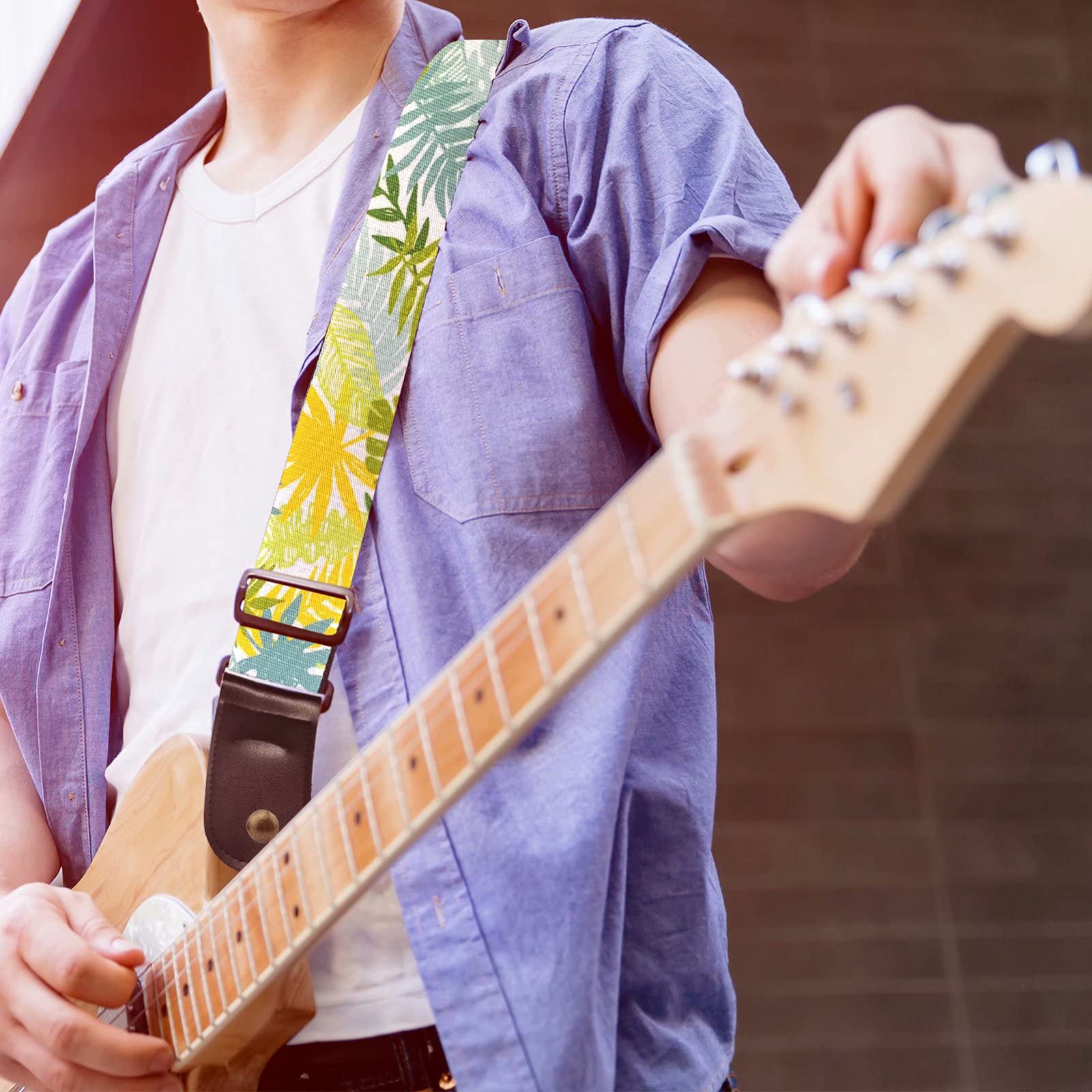 SEANATIVE Boho Horse Turquoise Aztec Print Guitar Straps with Pick Pocket Electric Acoustic Guitars Musical Accessories