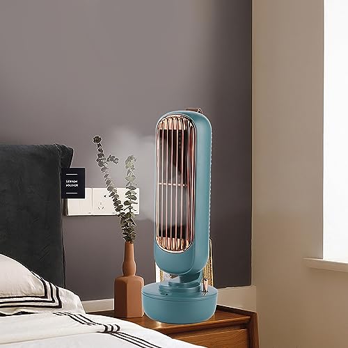Pssopp Table Fans,Desk Fan, Bladeless Mute Desktop Spraying Fans with USB Charging Portable Mini Vintage Tower Shape Humidification Table Fan for Office Home (Green)