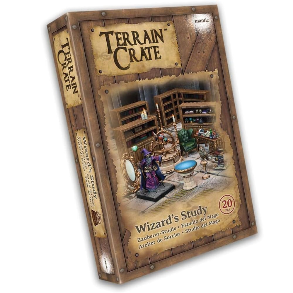 Mantic Games Terrain Crate - Wizards Study Medium Size Set | Highly-Detailed 3D Miniatures | Pre-Assembled Scenery Tabletop Game Accessory for Wargames, Board Games and RPGs | Made by Mantic Games