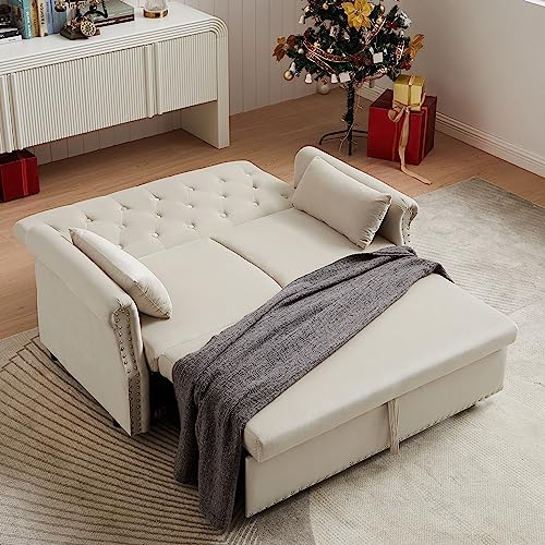 FULife Sleeper Sofa Chair Bed,Convertible Futon Loveseat Sofá Chair 3-in-1,Adjustable Pullout Chaise Lounge Couch Bed 2 Seaters with Adjustable Back for Living Room Apartment Small Space