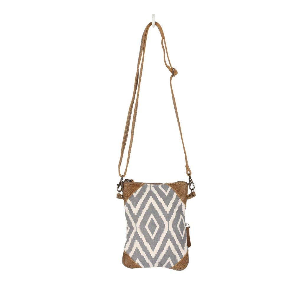 Myra Bag Gladden Upcycled Canvas Crossbody Bag S-1357, Brown, One Size