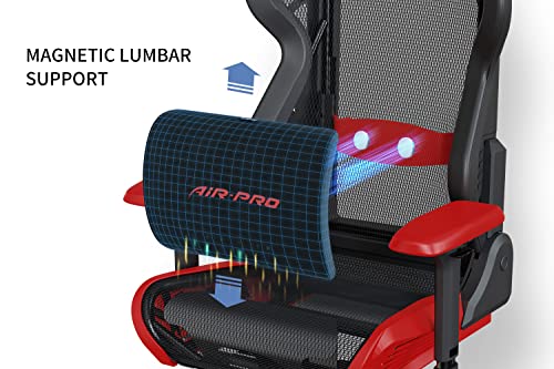 DXRacer Air Gaming Chair, Ultra-Breathable Mesh, 4D Armrests, Memory Foam Headrest, Magnetic Lumbar Support, Modular Design, Standard, Black and Red (Pro)