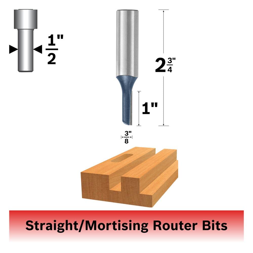 Bosch 85409M 3/8 In. x 1 In. Carbide Tipped 1-Flute Straight Bit