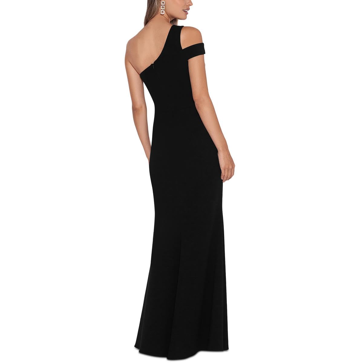 Xscape Long Scuba Crepe One Shoulder Strap Black 10