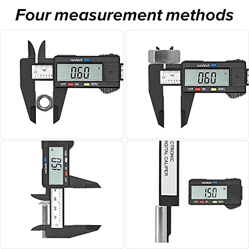 Electronic Digital Caliper, Plastic Vernier Caliper, Caliper Measuring Tool with Inch/Millimeter Conversion, Extra Large LCD Screen, 0-6 Inch/0-150 mm, Auto Off Featured Micrometer Ruler