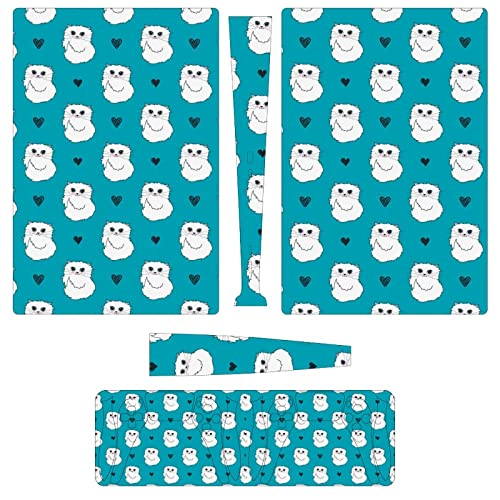 Cute White Cats and Hearts Full Protective Skin Cover Design Wrap Decal Sticker Compatible with PS5 Digital Edition Console and Controller