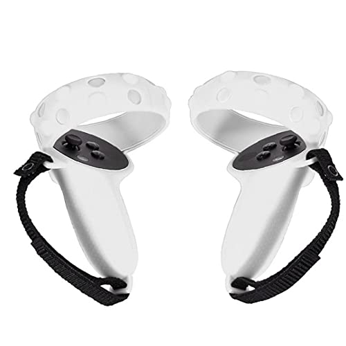 VR Controller Cover Compatible with Oculus Quest 2 Protective Ring Cover Silicone Handle Cover Grip Cap for Headphones White 1 Pair Game Component