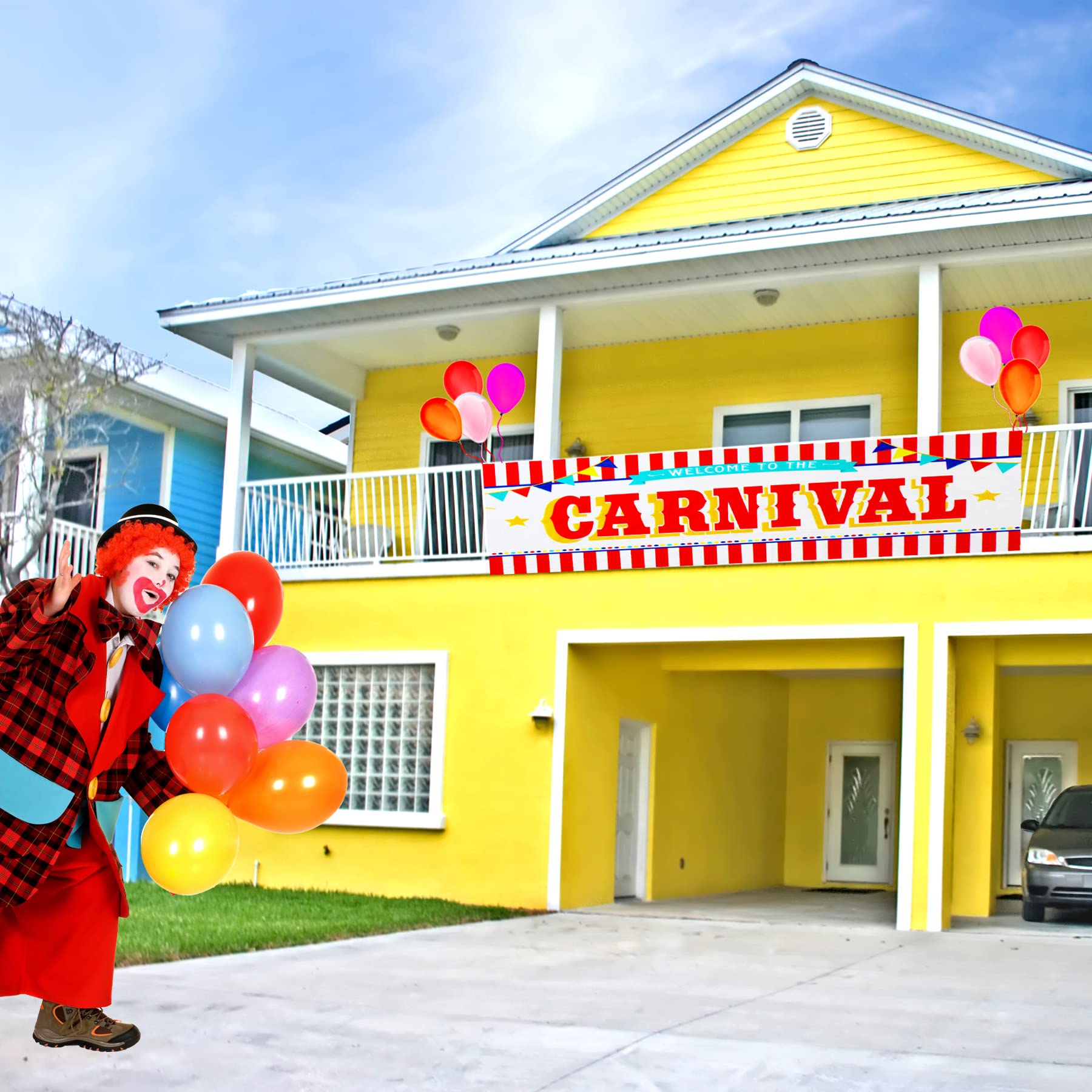 Carnival Circus Banner - "Welcome To The Carnival" background - Carnival Backdrop For Carnival Theme Party Decoration Supplies - Carnival Decor Sign - 6 Ft