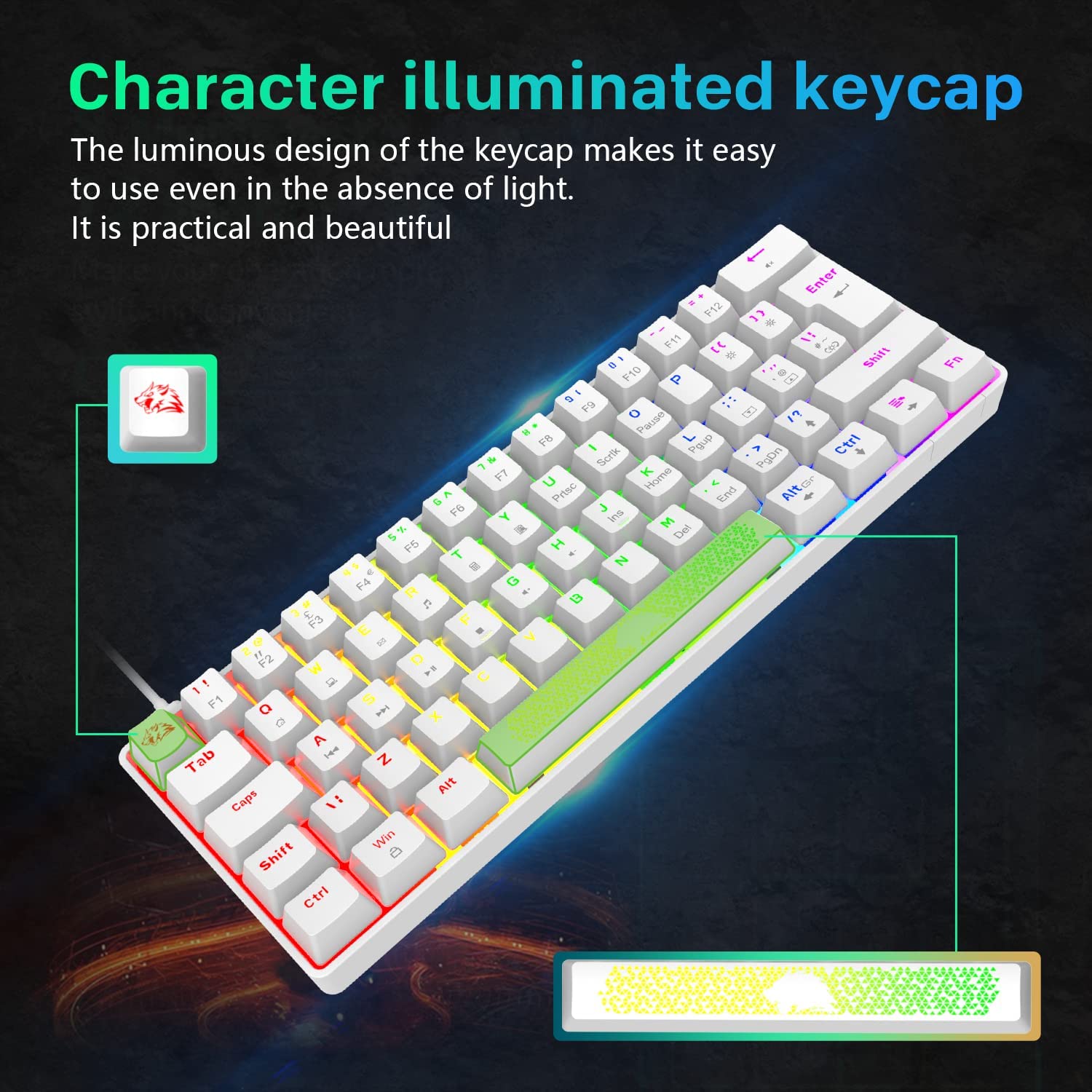 K65 Pro 60% Gaming Keyboard,Mouse Combo Small Mini RGB Backlight Mechanical Keyboard and Ultralight Honeycomb Optical Mouse and Mouse Pad Linear Red Switch Anti-Ghosting for Xbox,PS4,PC,Laptop(Blue)